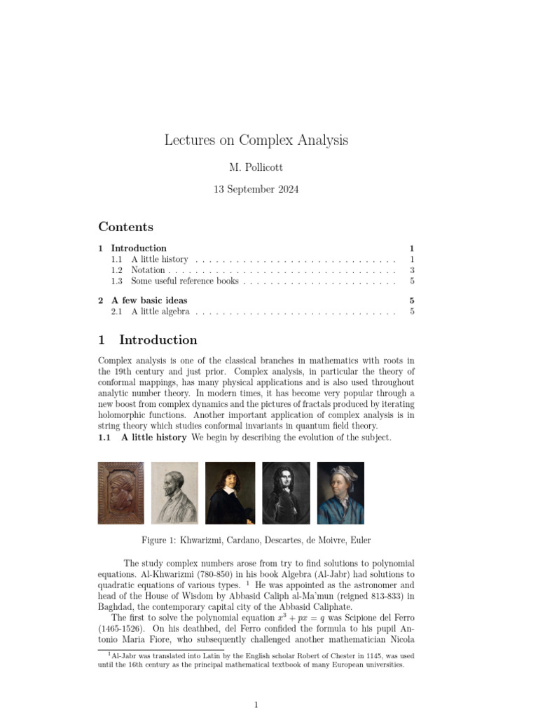 complexanalysis-lecture1-2024 | PDF | Complex Analysis | Integral