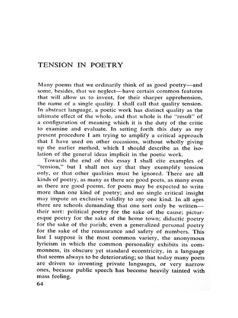 Tension in Poetry-Text | PDF