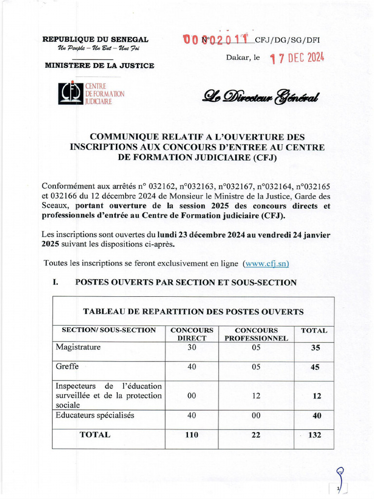 Communique Ouverture Concours 2025 | PDF