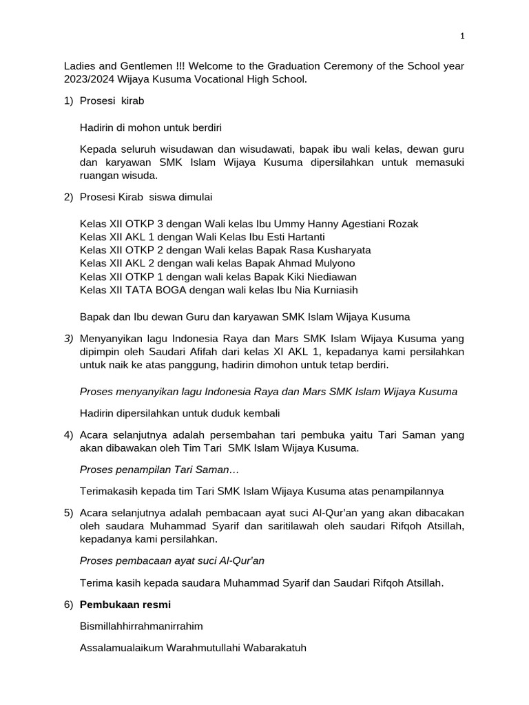 Teks MC Wisuda Ke-30 | PDF