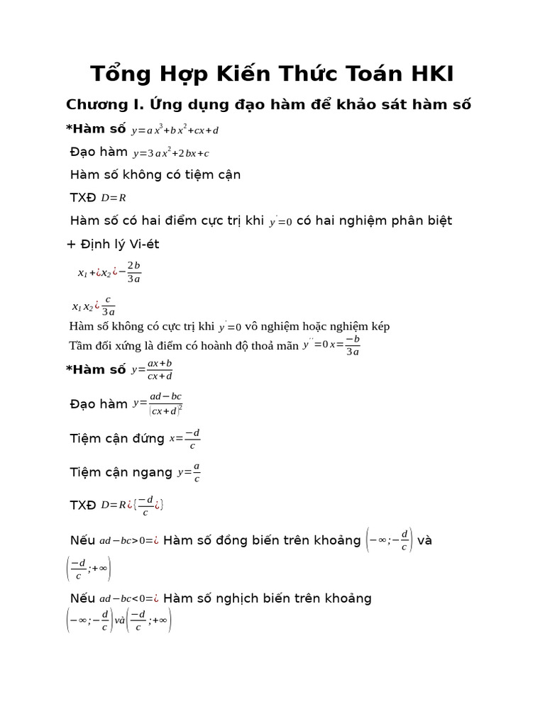 Tổng Hợp Toán HK1 | PDF