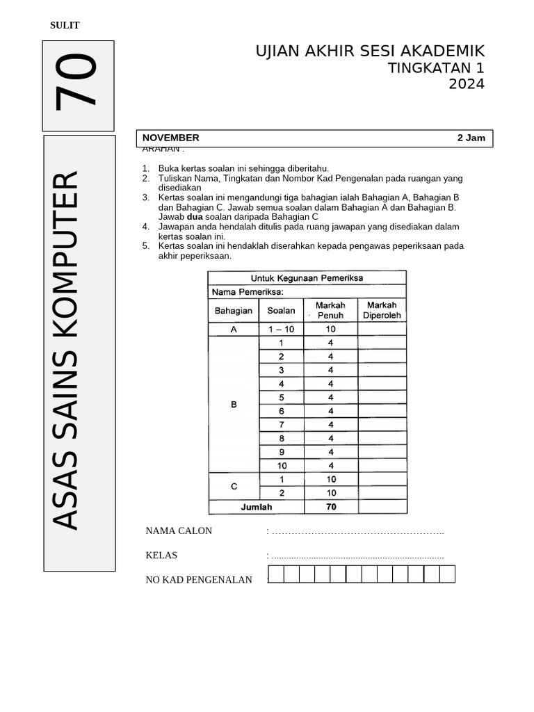 Cover Uasa Ting 1 Ask | PDF