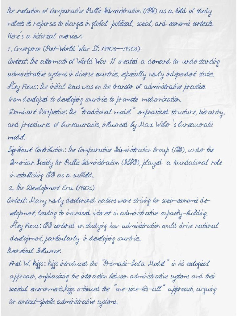 Evolution of Comparative Public Administration | PDF