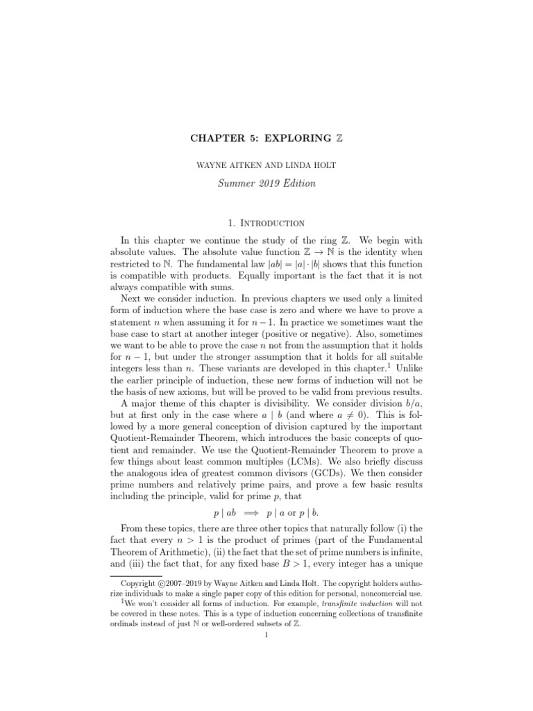 CH 5 Exploring Z | PDF