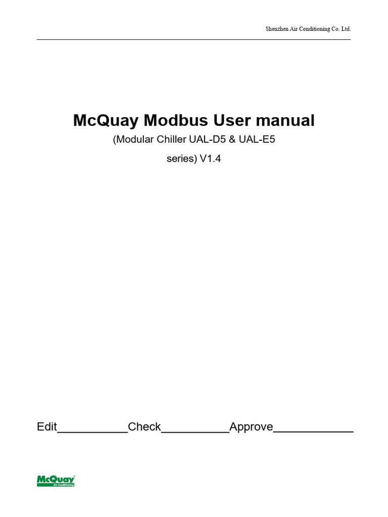 Modbus Manual for Chiller Units | PDF | Computing | Computer Engineering