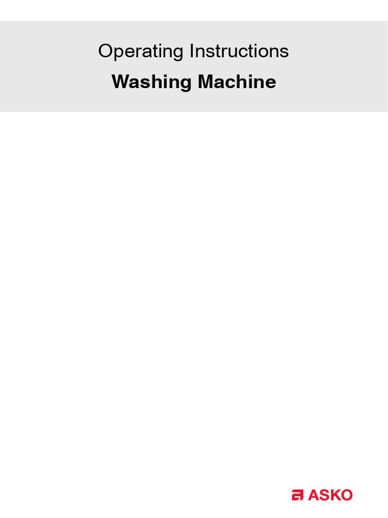 Asko W6362 Manual | PDF | Washing Machine | Laundry