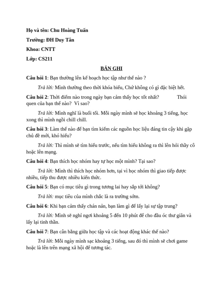 Chu Tuấn CS211 | PDF