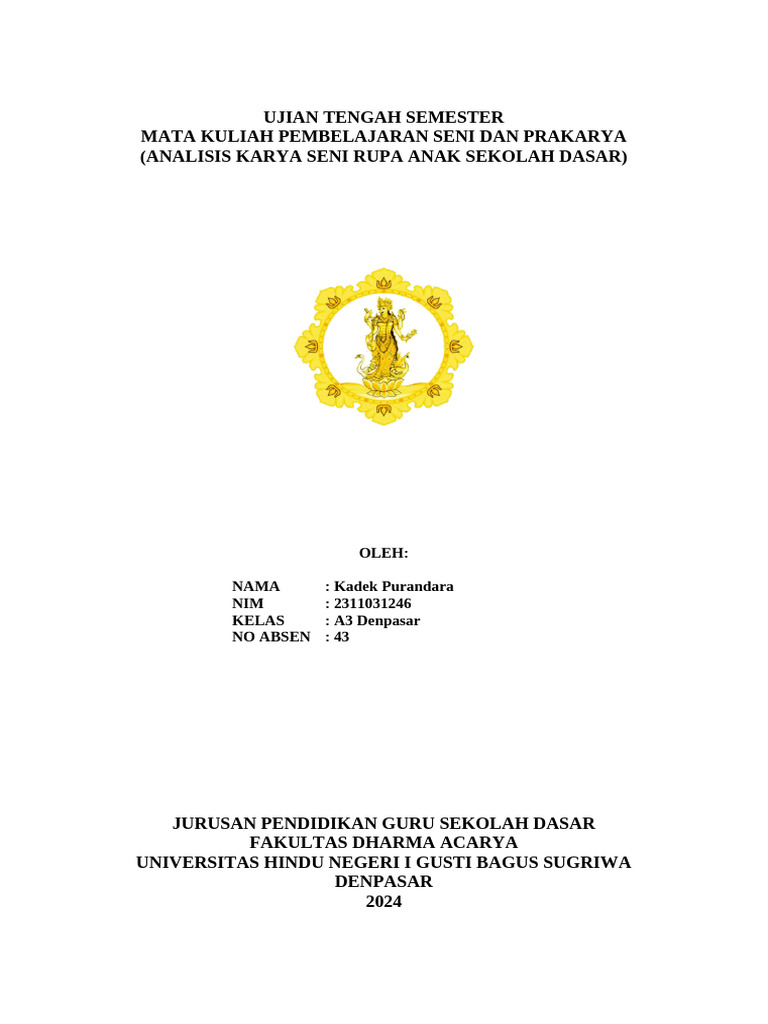 Uts Pembelajaran Seni Dan Prakarya 2024 | PDF