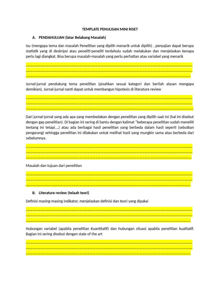 Template Penulisan Mini Riset | PDF