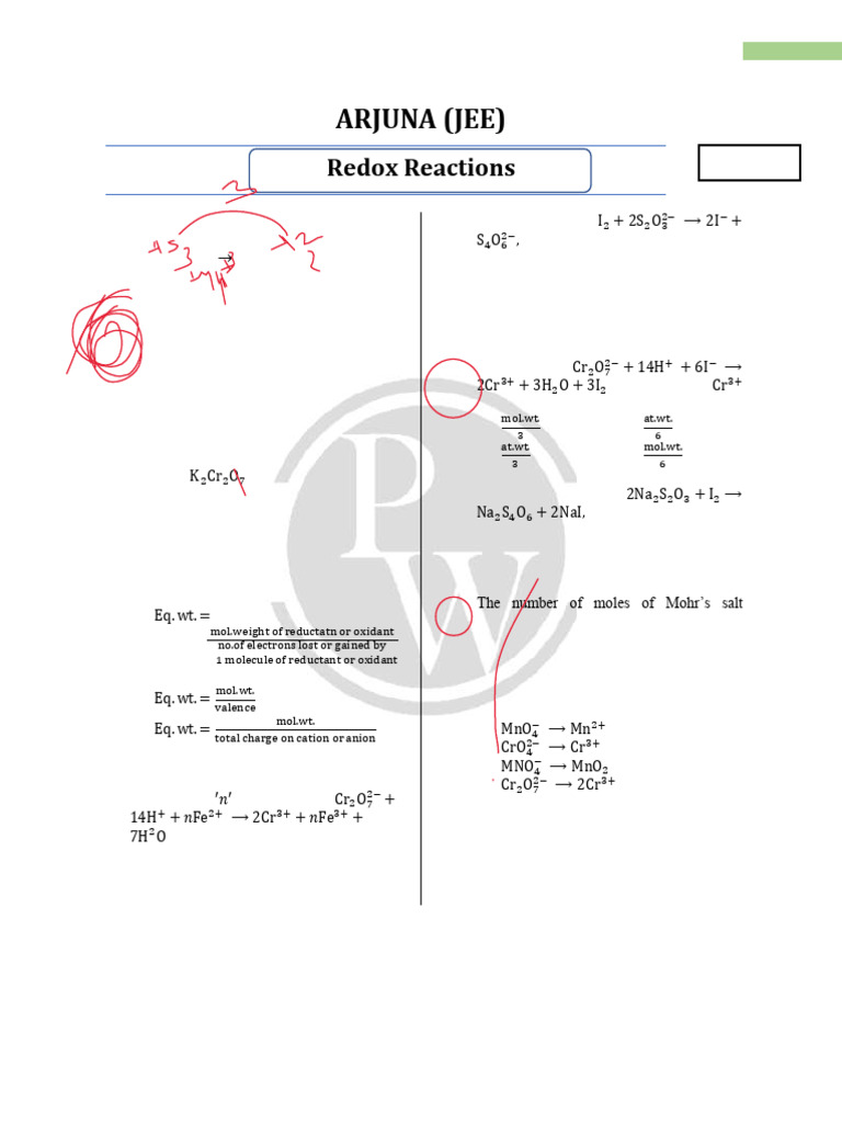 Redox Reactions DPP 04 (Of Lec 05) | PDF | Ion | Molecules