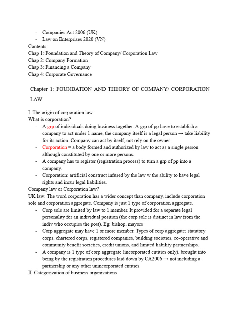 Company Law Overview: UK & Vietnam | PDF | Sole Proprietorship ...