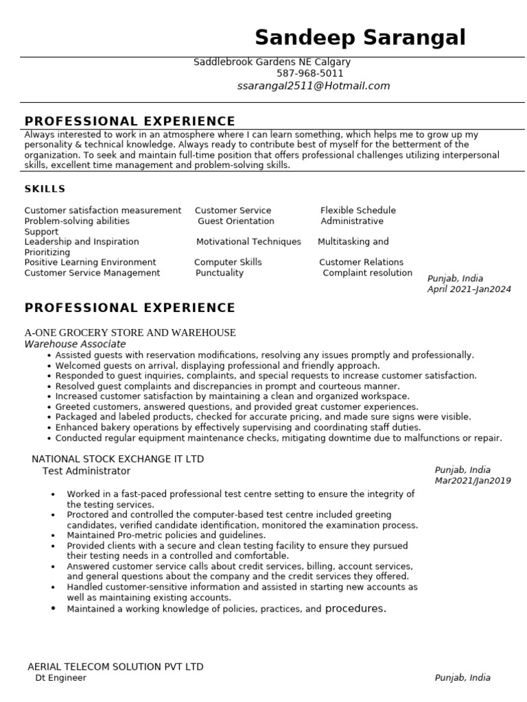 Sandeep Sarangal Resume | PDF