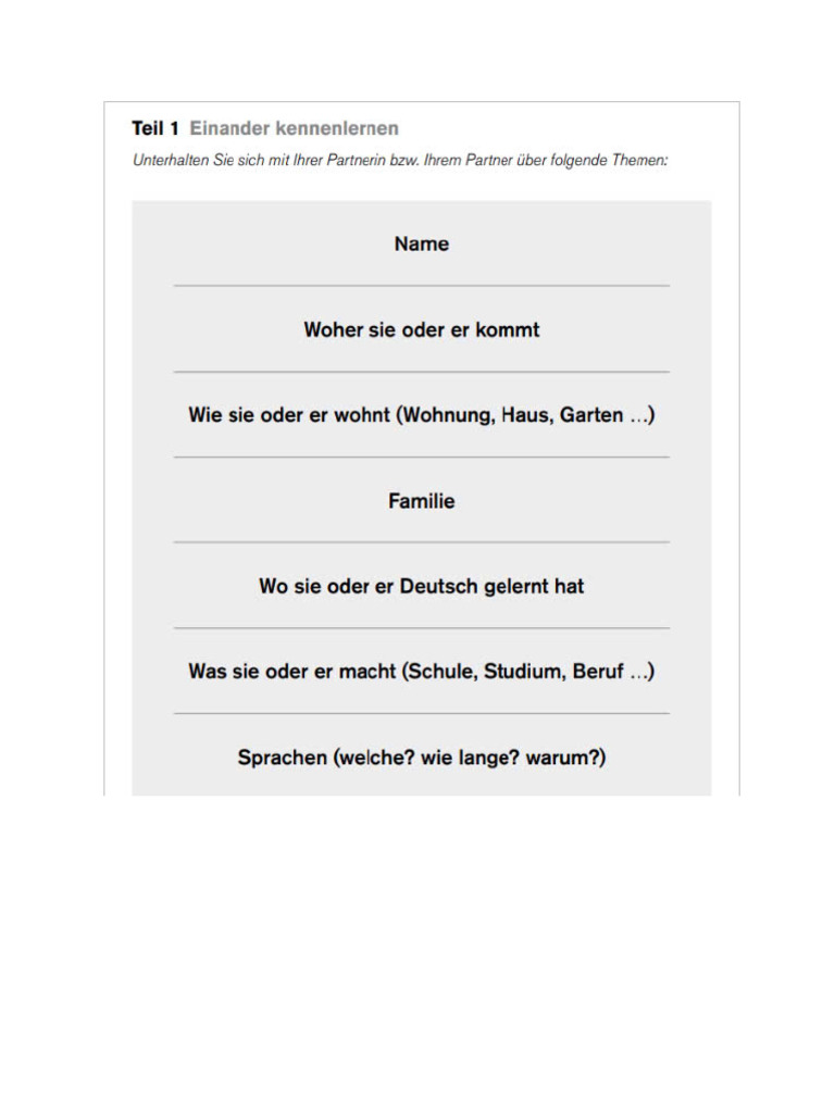 Telc B1 Sprechen Teil 1 - Aufnahme | PDF