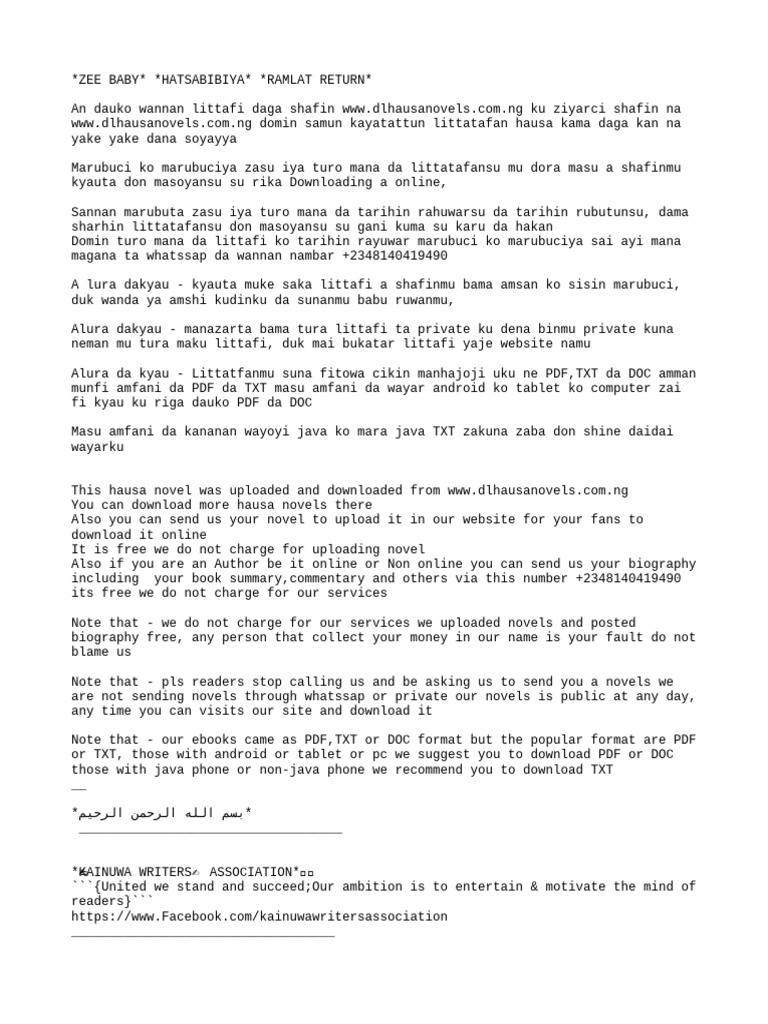 ZEE BABY 1 and 2 by WWW - Dlhausanovels.com .NG 1 | PDF