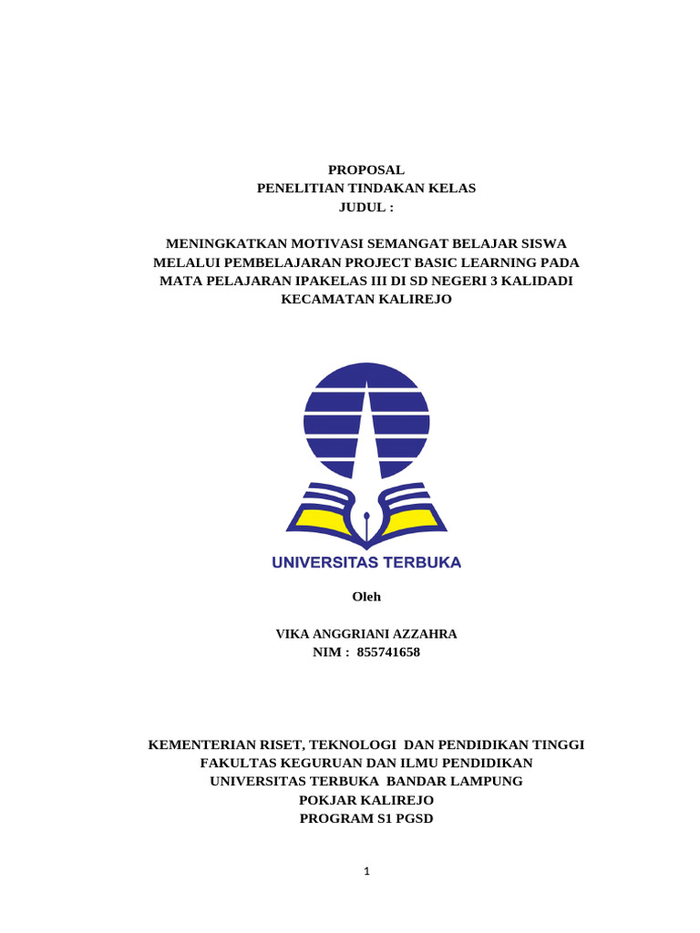 KERANGKA PROPOSAL PTK | PDF