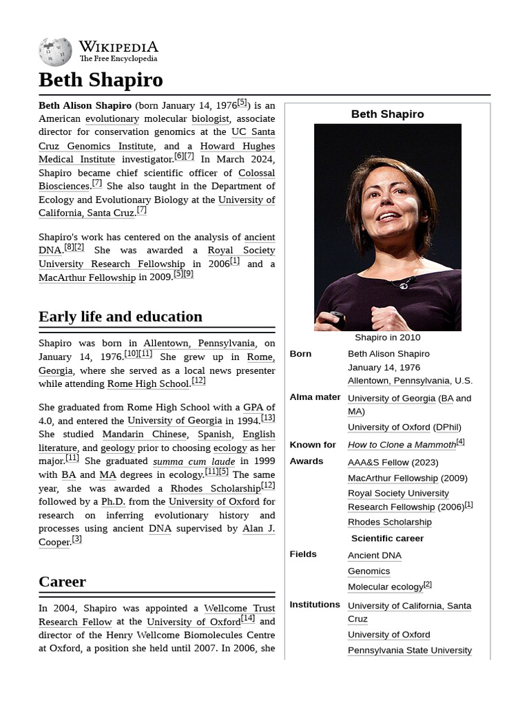 Beth_Shapiro | PDF | Life Sciences | Biology