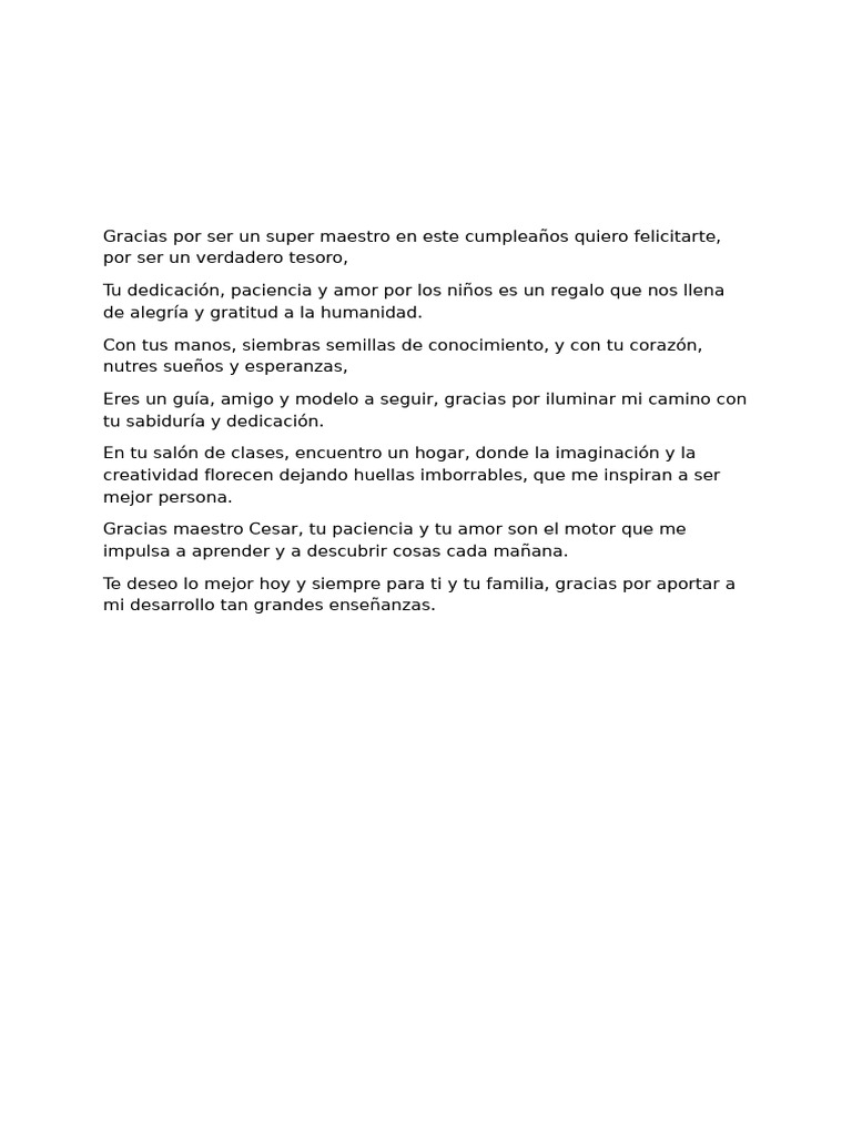 Gracias Por Ser Un Super Maestro en Este Cumpleaños Quiero Felicitarte ...
