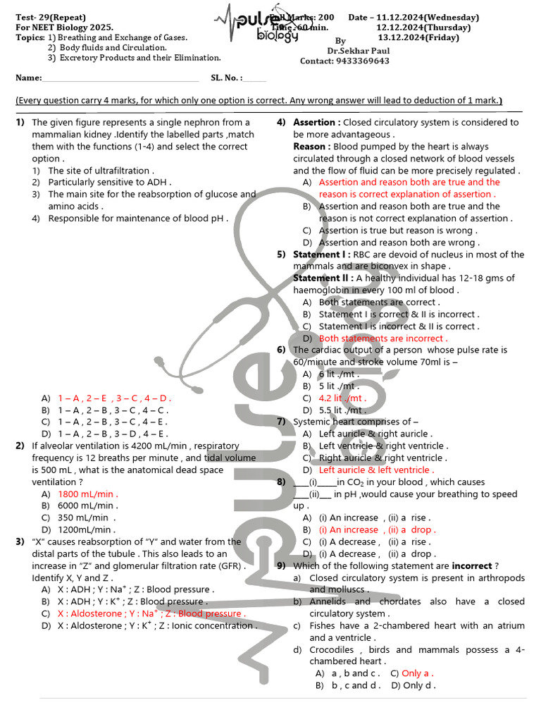(Every Question Carry 4 Marks, For Which Only One Option Is Correct ...