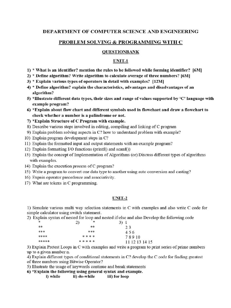 R23-PSPC IMP Questions | PDF