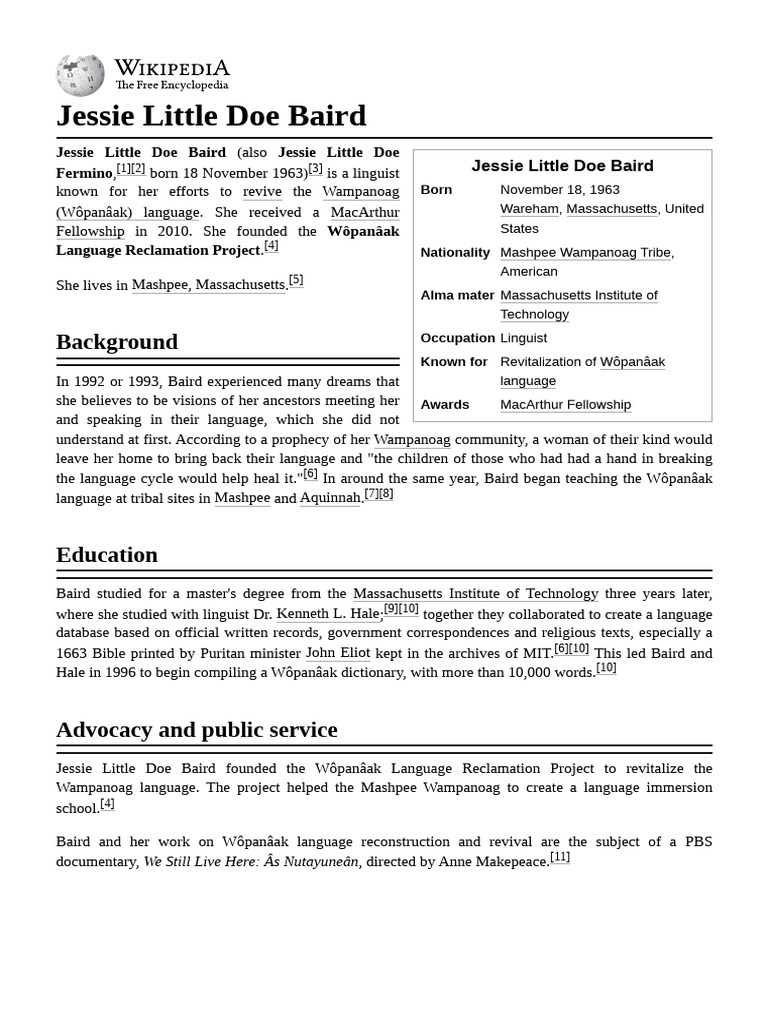 Jessie Little Doe Baird | PDF | Cultural Assimilation | Linguistics