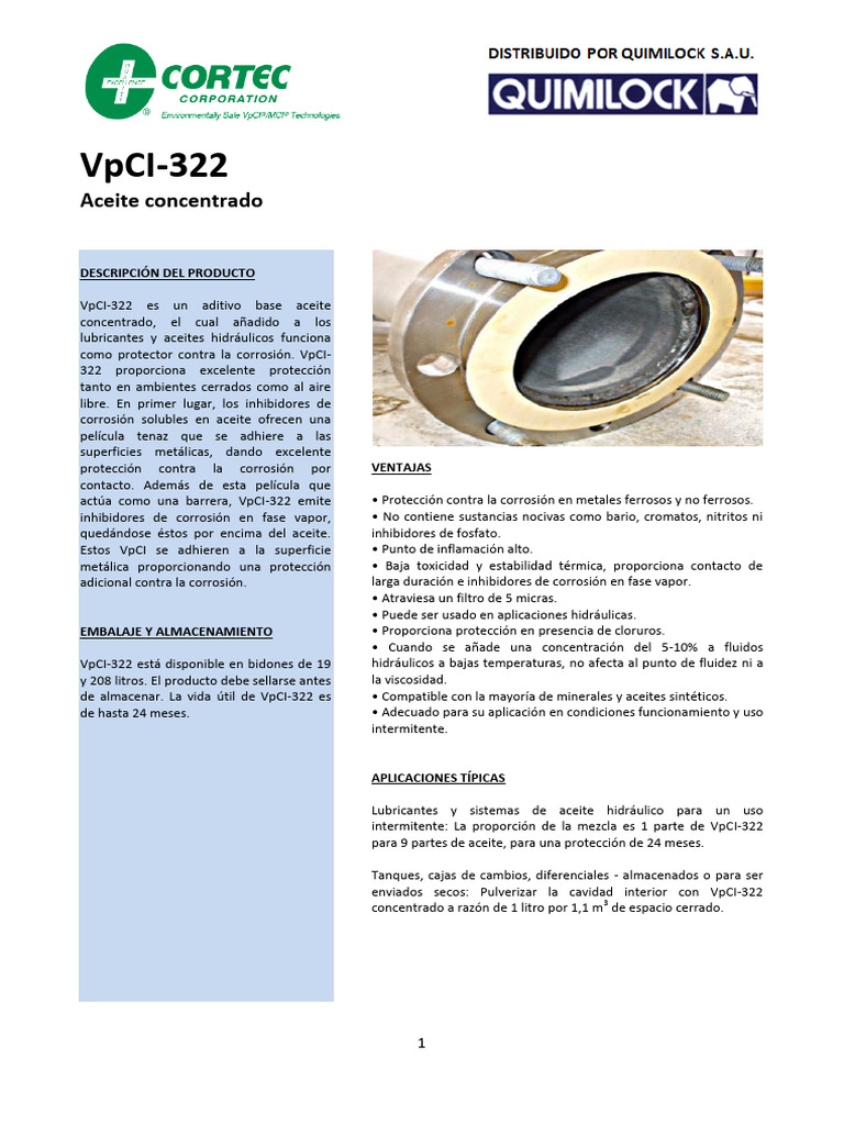 F. TÉC. VpCI 322 Nuevo Formato | PDF | Corrosión | Lubricante
