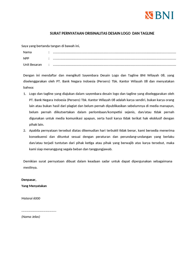 Pernyataan Orisinalitas Desain Tagline | PDF