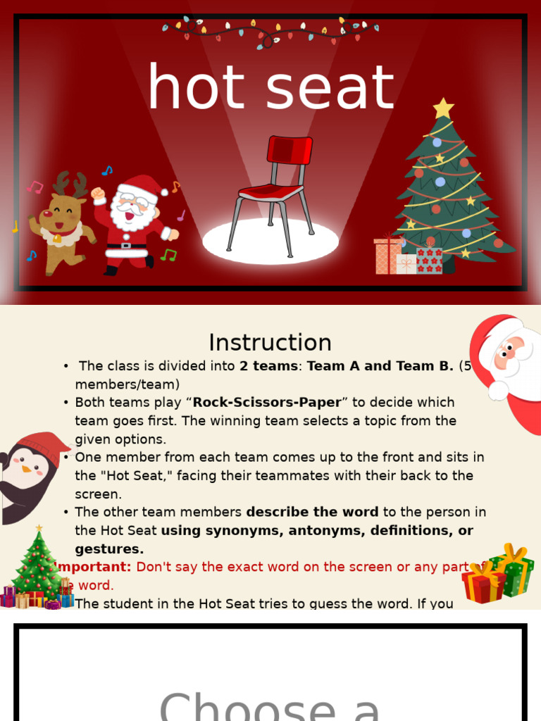 Hot Seat Game Instructions for Classrooms | PDF