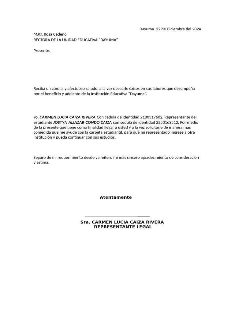 Solicitud de carpeta estudiantil para Jostyn | PDF