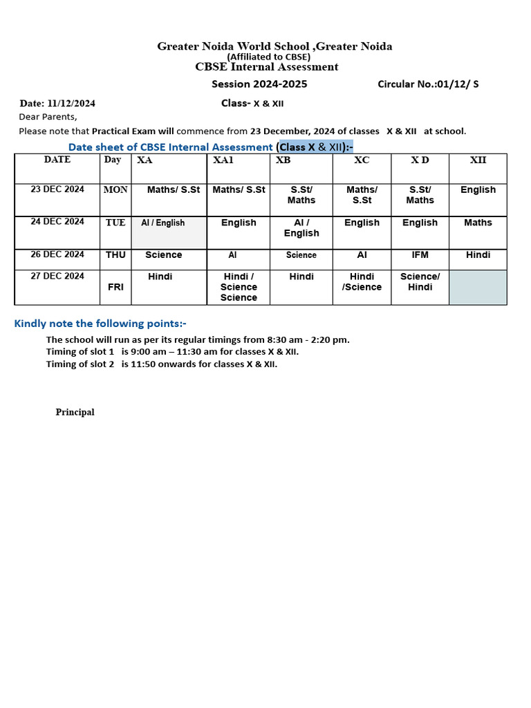 Practical date sheet -10 & 12(2024).docx | PDF