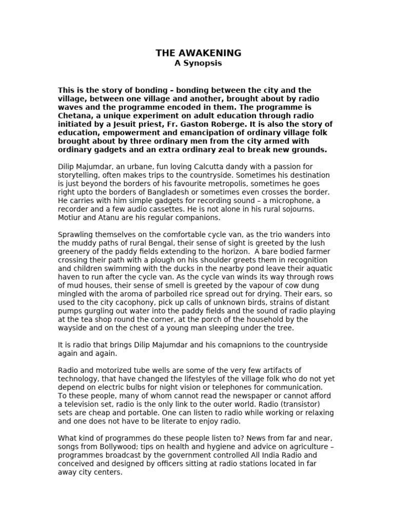 The Awakening Synop & Treatment | PDF