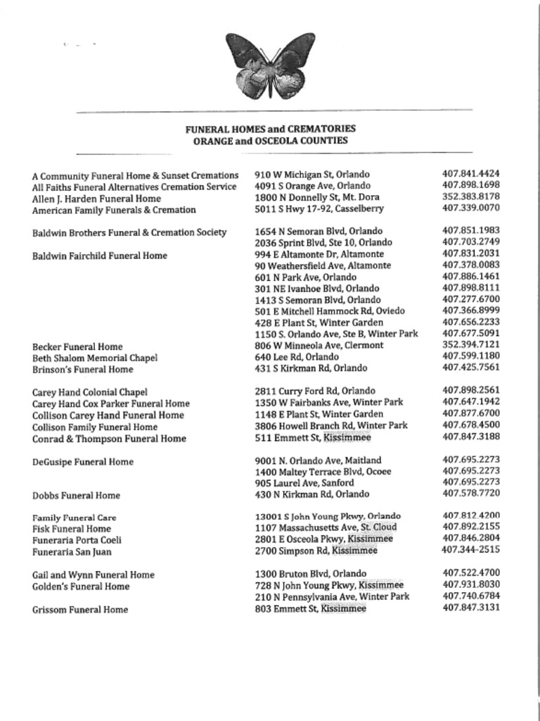 Funeral Homes List | PDF