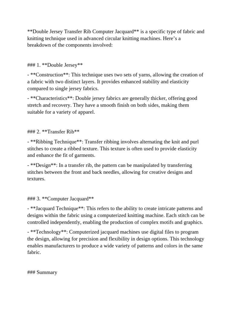 DJ Transfer Rib Computer Jacquard | PDF