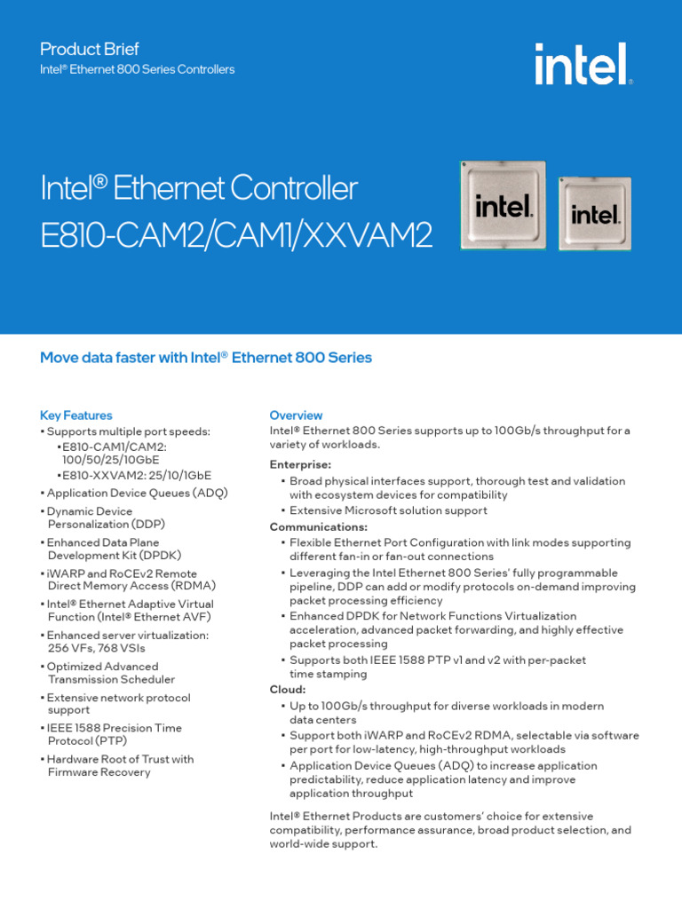 Intel Ethernet Controller E810-CAM2-CAM1-XXVAM2 Product Brief | PDF ...