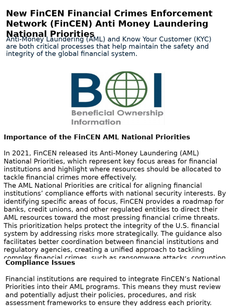 FinCEN AML Priorities | PDF | Regulatory Compliance | Business