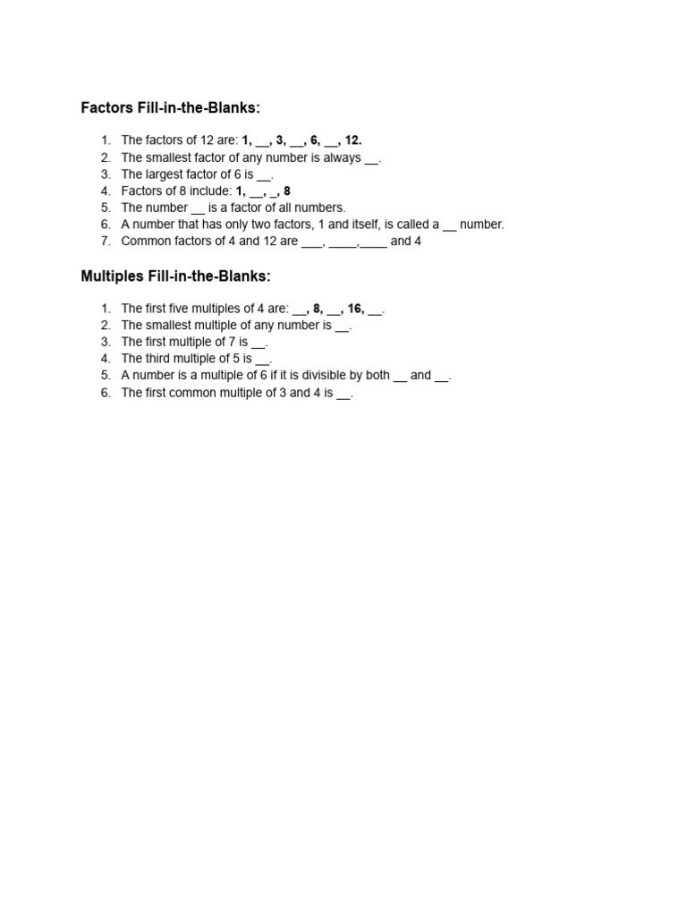 Class 4-Factors and Multiples | PDF