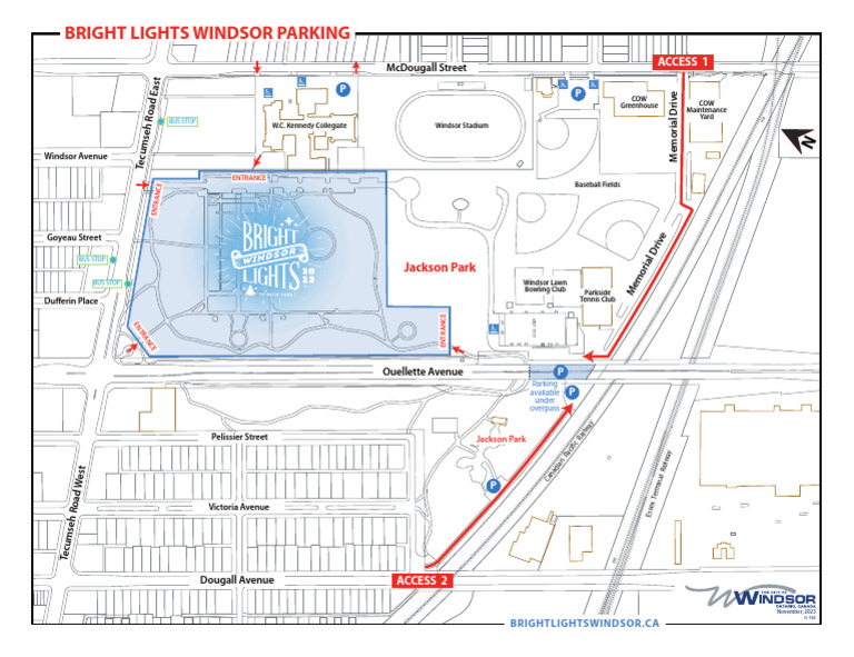Jackson Park Bright Lights Windsor Parking Map 2023 Full Size | PDF