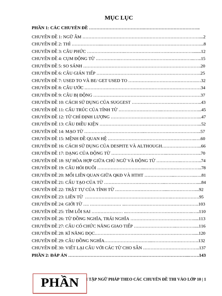 Chuyen de On Thi Tieng Anh TTHC | PDF