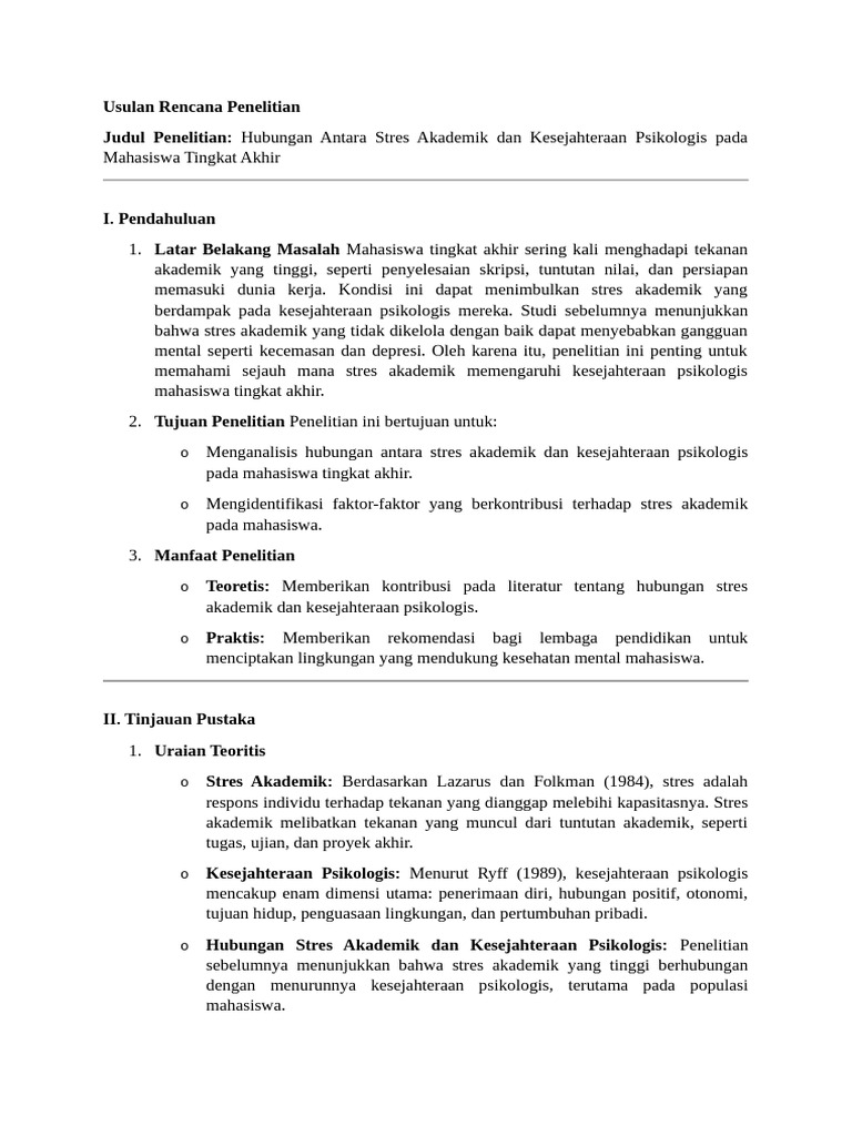 Usulan Rencana Penelitian | PDF