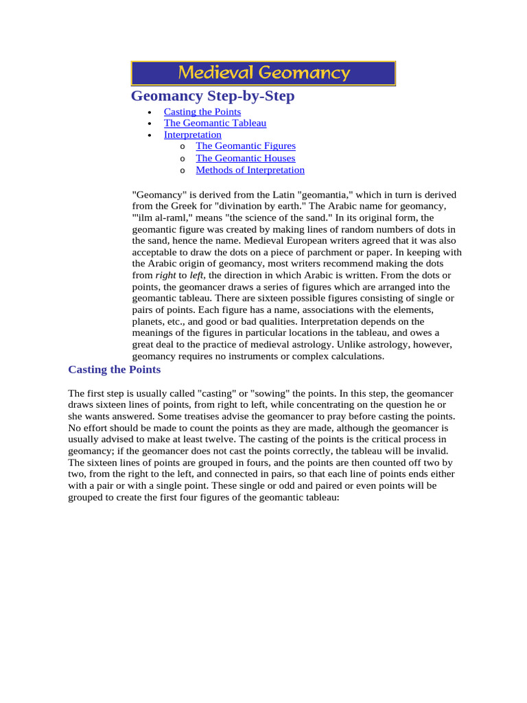 GEOMANCY STEP BY STEP | PDF