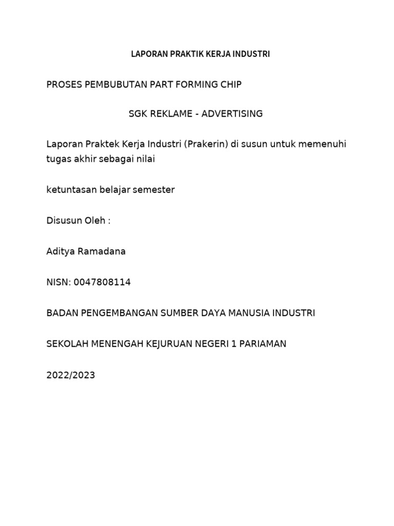 Laporan PKL Jonaidi Yosa Pitra | PDF