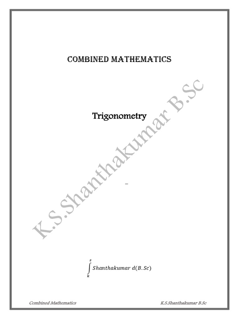 Trignometry Tutorial - 01-2 | PDF | Trigonometric Functions | Mathematical Objects