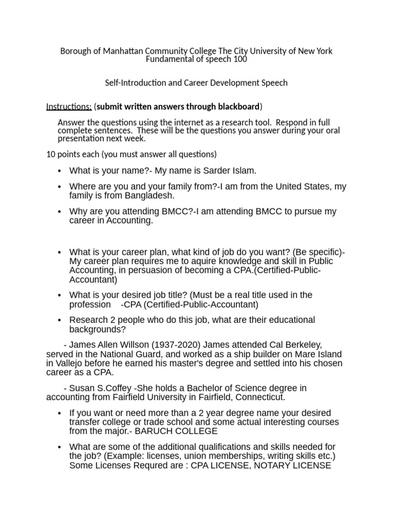 Self Introduction Career Development | PDF