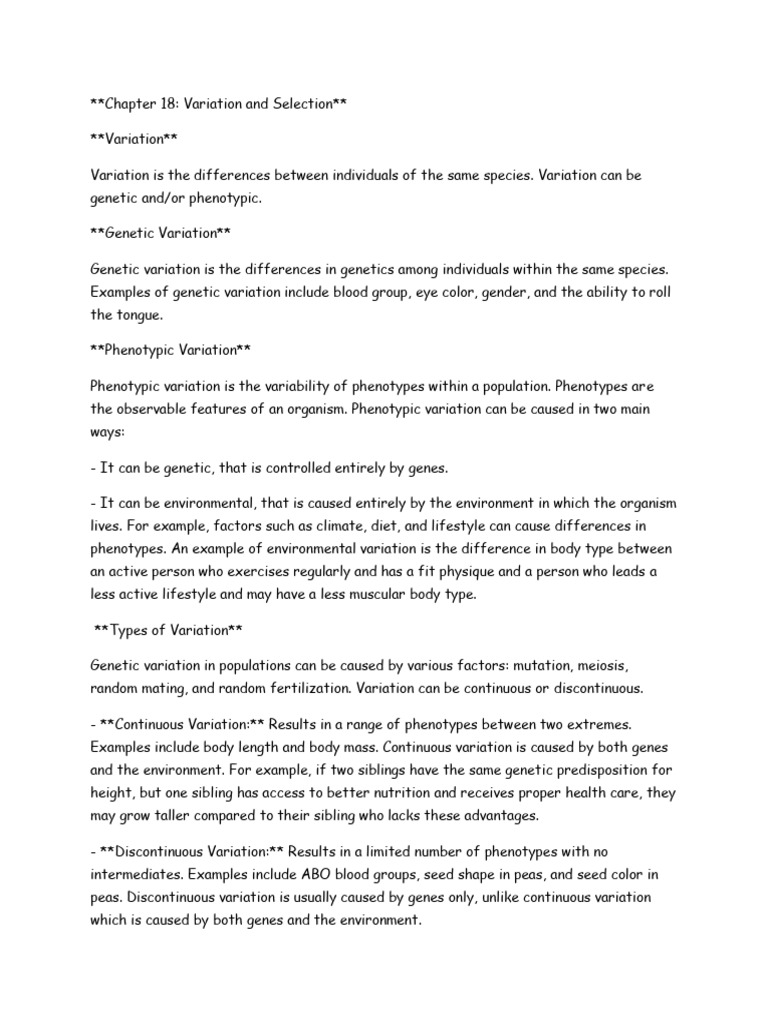 Topic 18 Variation and Selection | PDF | Plant Breeding | Selective Breeding