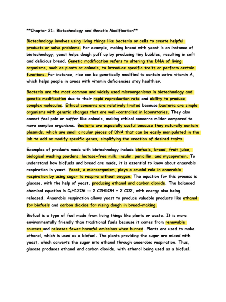 Biotechnology: Genetic Modification Insights | PDF | Bacteria | Dna
