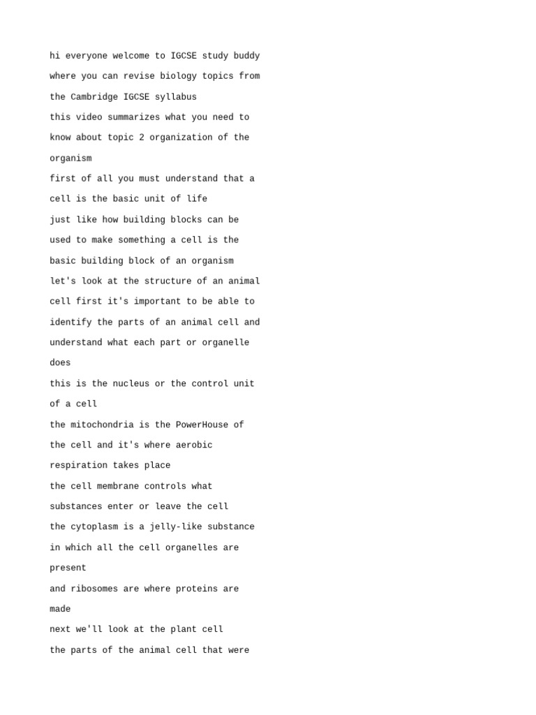 (English (Auto-Generated) ) 2. Organisation of The Organism (Cambridge ...