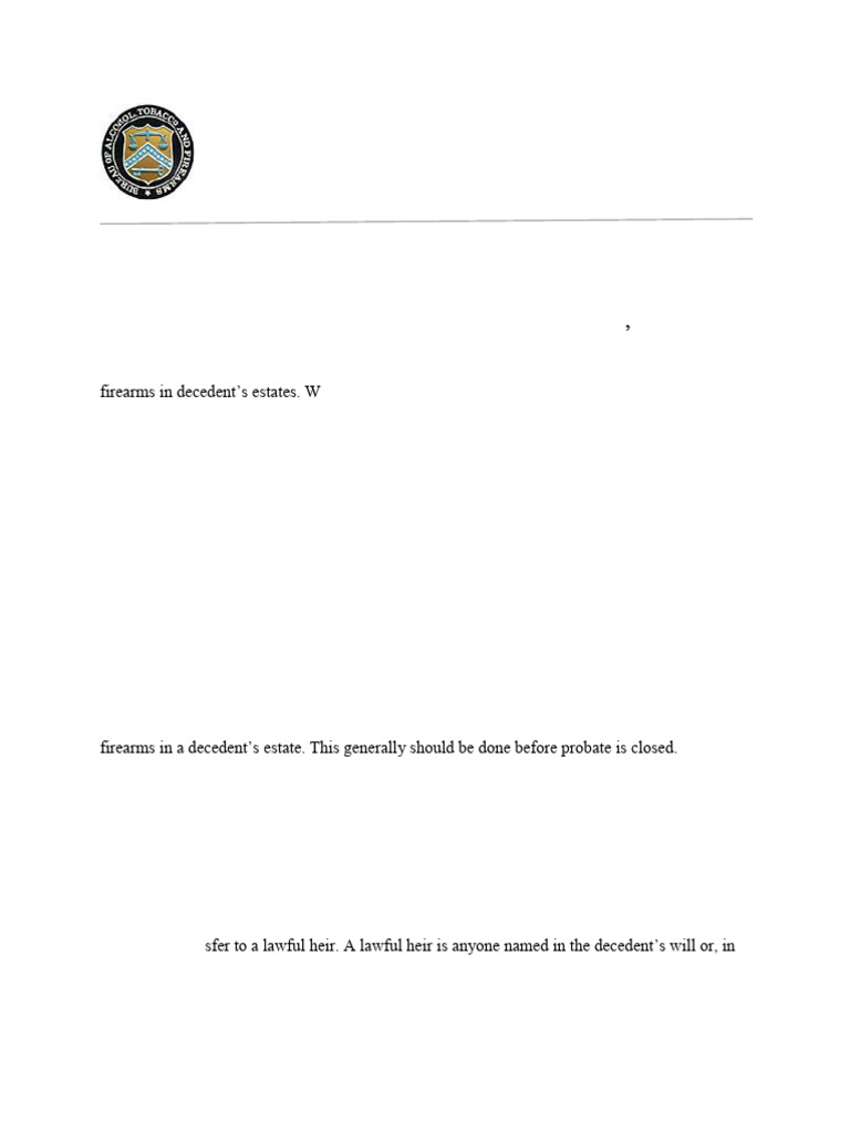 NFA Firearm Transfers in Estates Guide | PDF | United States Federal ...