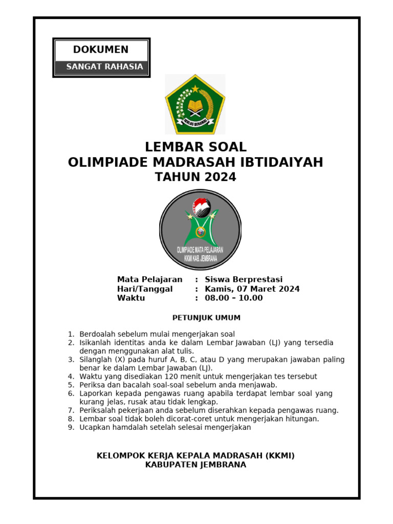 Cover Soal Olimpiade 2024 | PDF