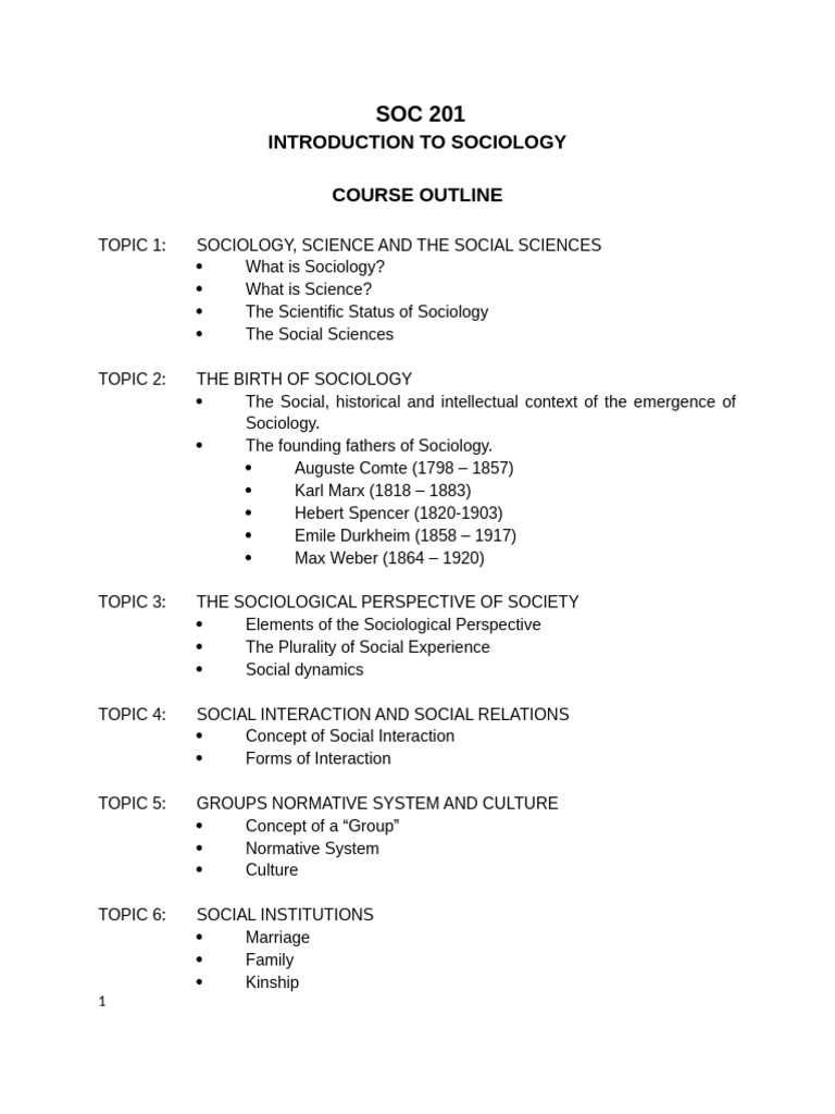 SOC 201 Lecture Material - 1-2 | PDF | Social Sciences | Sociology