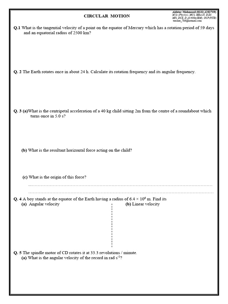 Motion in A Circle (A-Level Physics Topicals P4) | PDF | Acceleration | Force