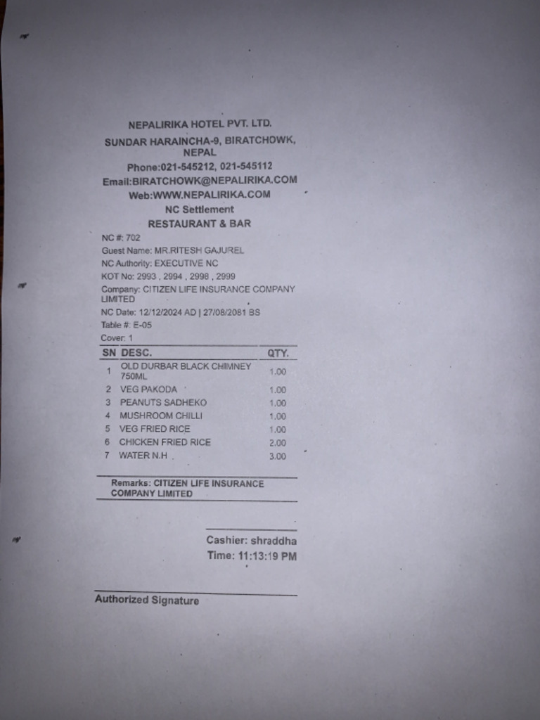 Citizen Life Insurance NC Bill | PDF